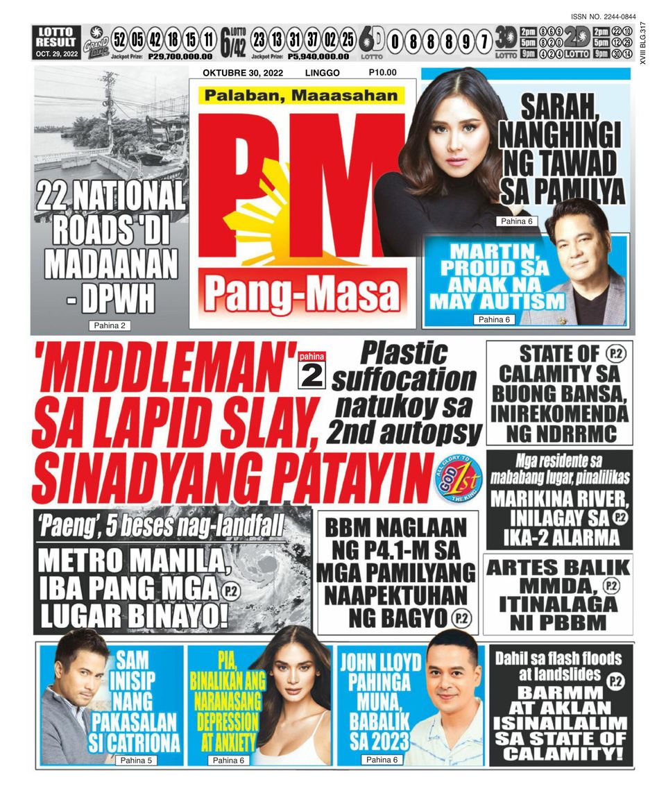 Pang Masa-October 30, 2022 Newspaper - Get your Digital Subscription