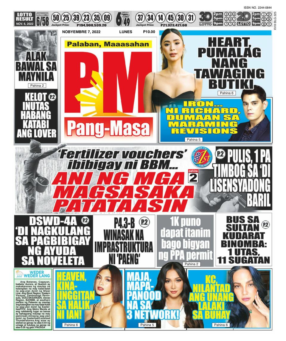Pang Masa-November 07, 2022 Newspaper - Get your Digital Subscription