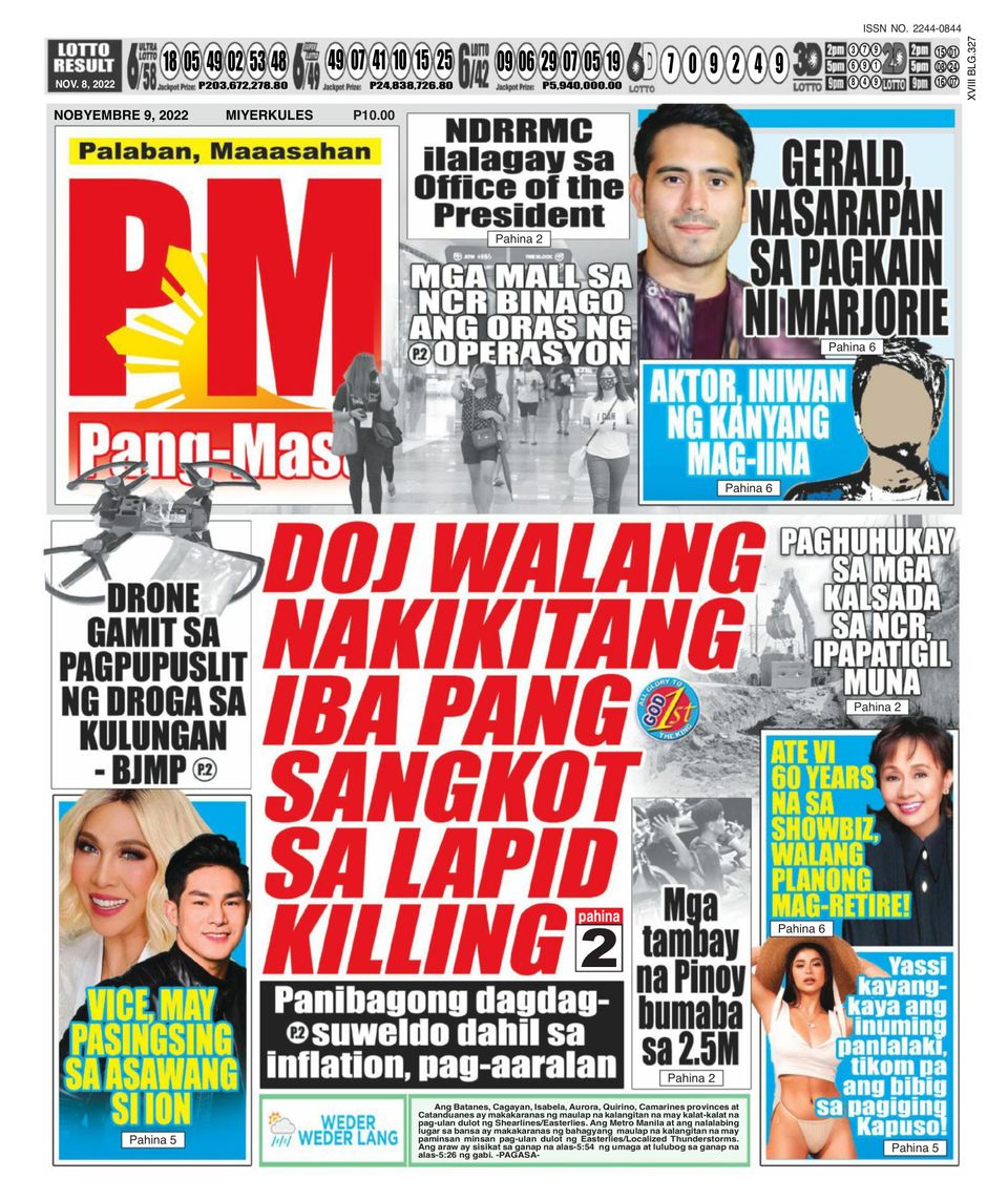 Pang Masa-November 09, 2022 Newspaper - Get your Digital Subscription