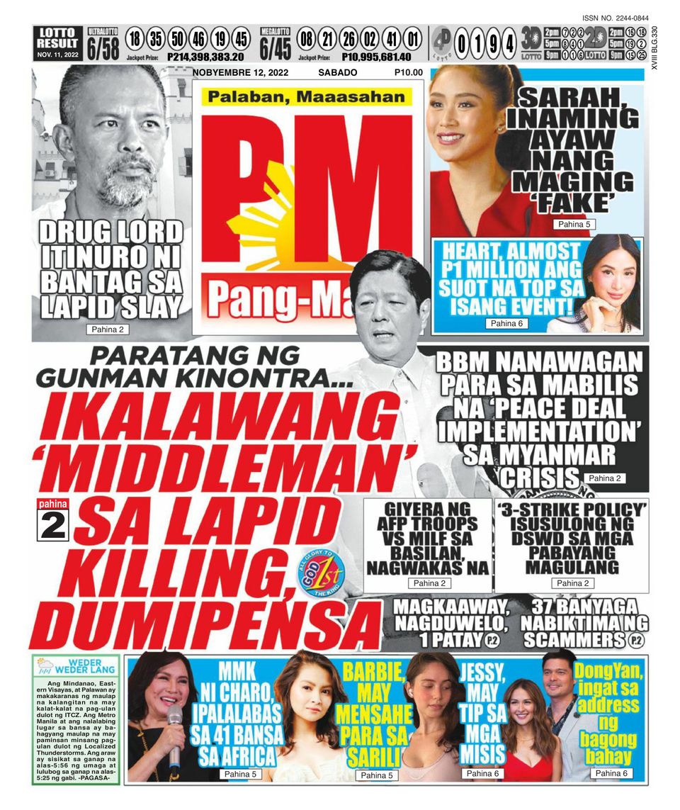 Pang Masa-November 12, 2022 Newspaper - Get your Digital Subscription