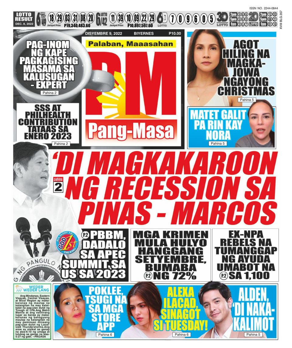Pang Masa-December 09, 2022 Newspaper - Get your Digital Subscription