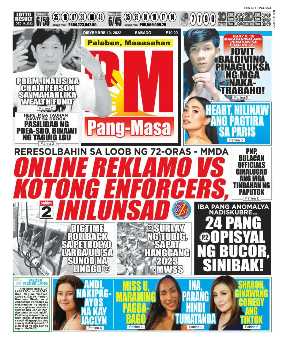 Get digital access to Pang Masa - December 10, 2022 issue | Magzter.com