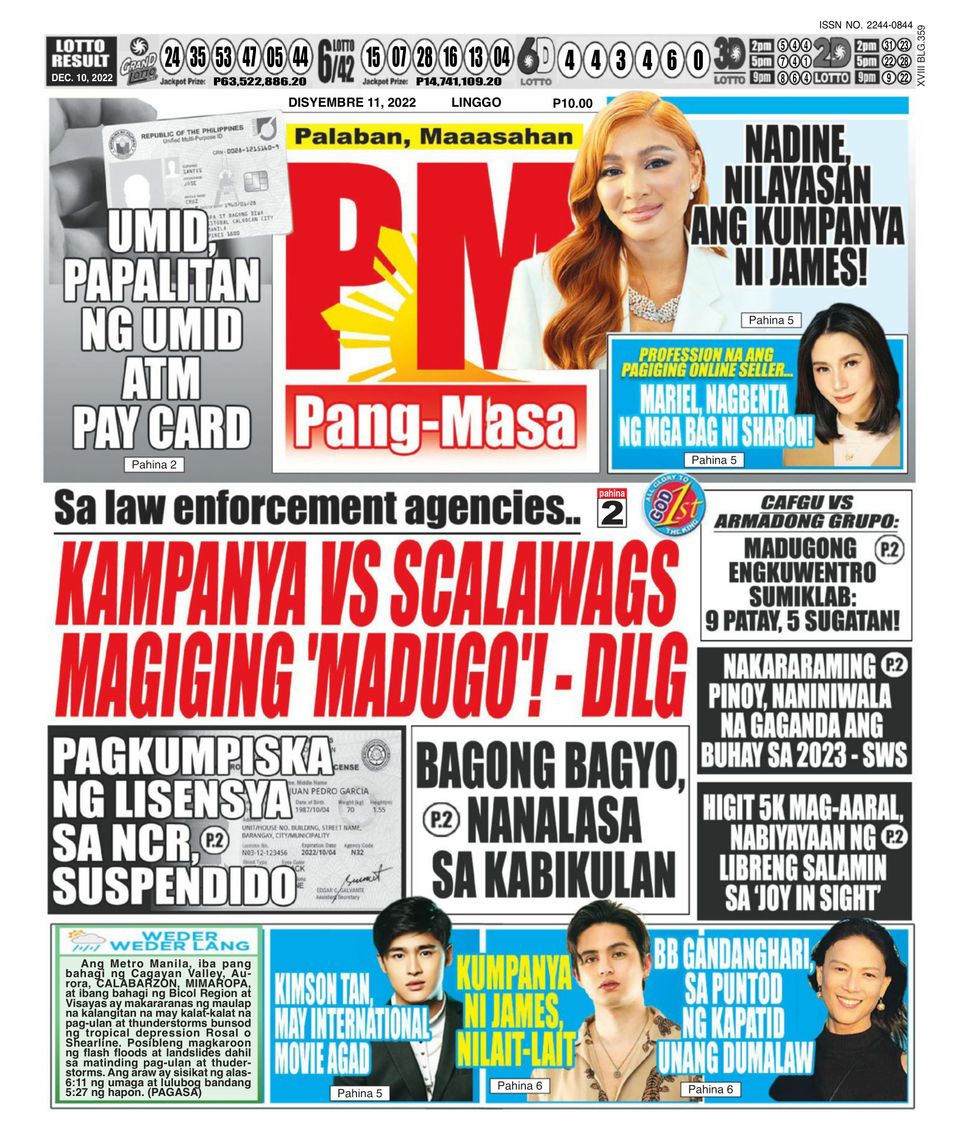 Pang Masa-December 11, 2022 Newspaper - Get your Digital Subscription