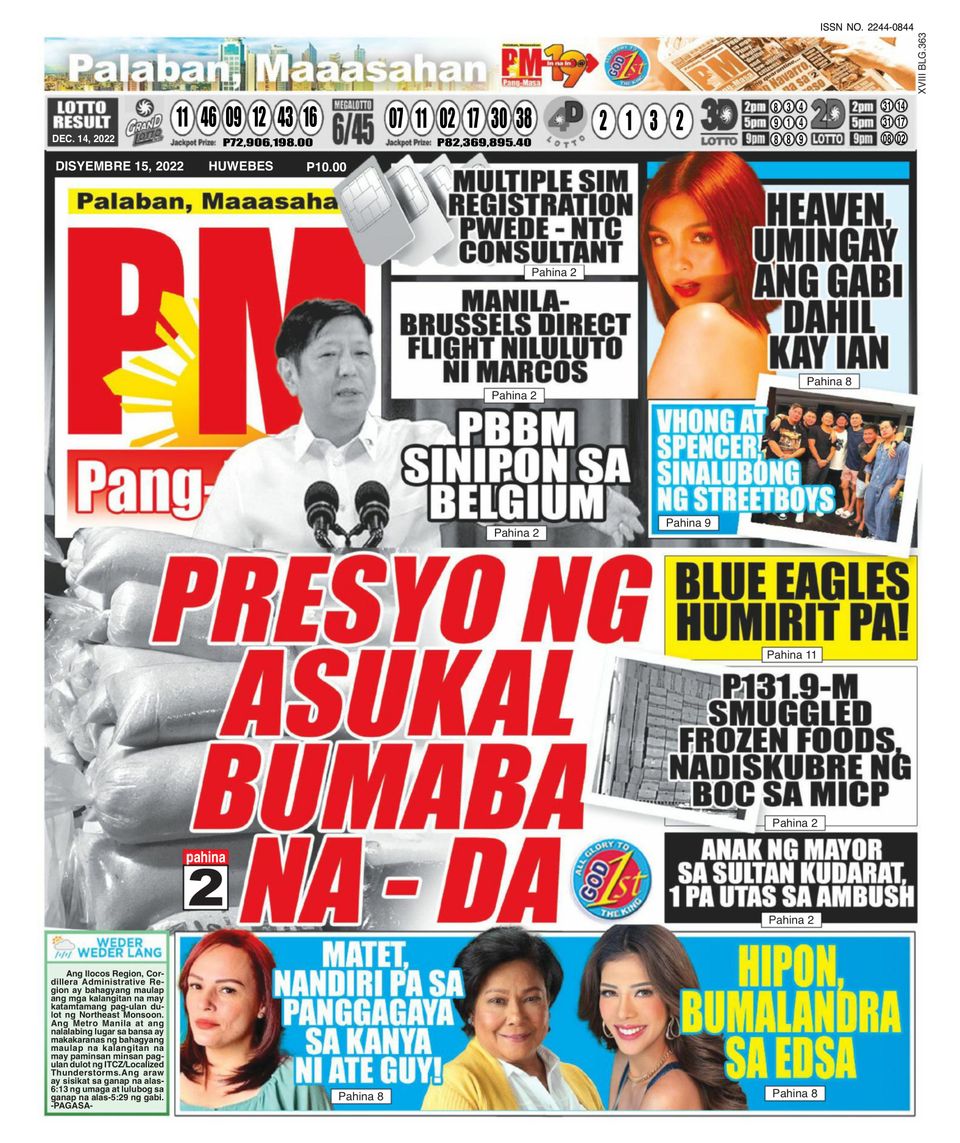 Pang Masa-December 15, 2022 Newspaper - Get your Digital Subscription