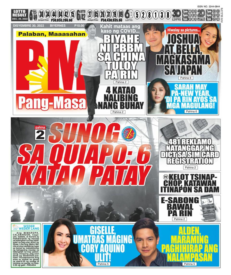 Pang Masa-December 30, 2022 Newspaper - Get your Digital Subscription
