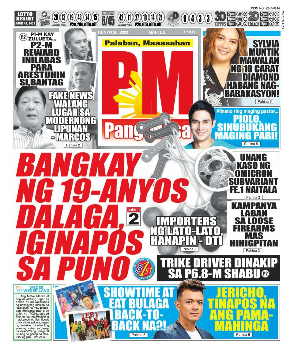 Pang Masa-June 20, 2023 Newspaper - Get your Digital Subscription
