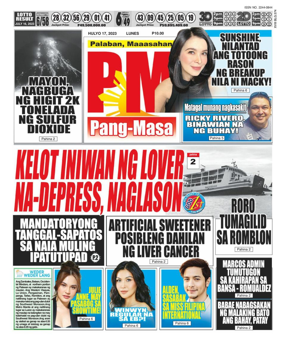 Pang Masa-July 17, 2023 Newspaper - Get your Digital Subscription