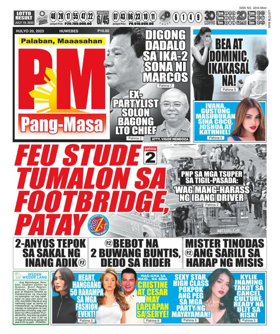 Get digital access to Pang Masa - July 20, 2023 issue | Magzter.com
