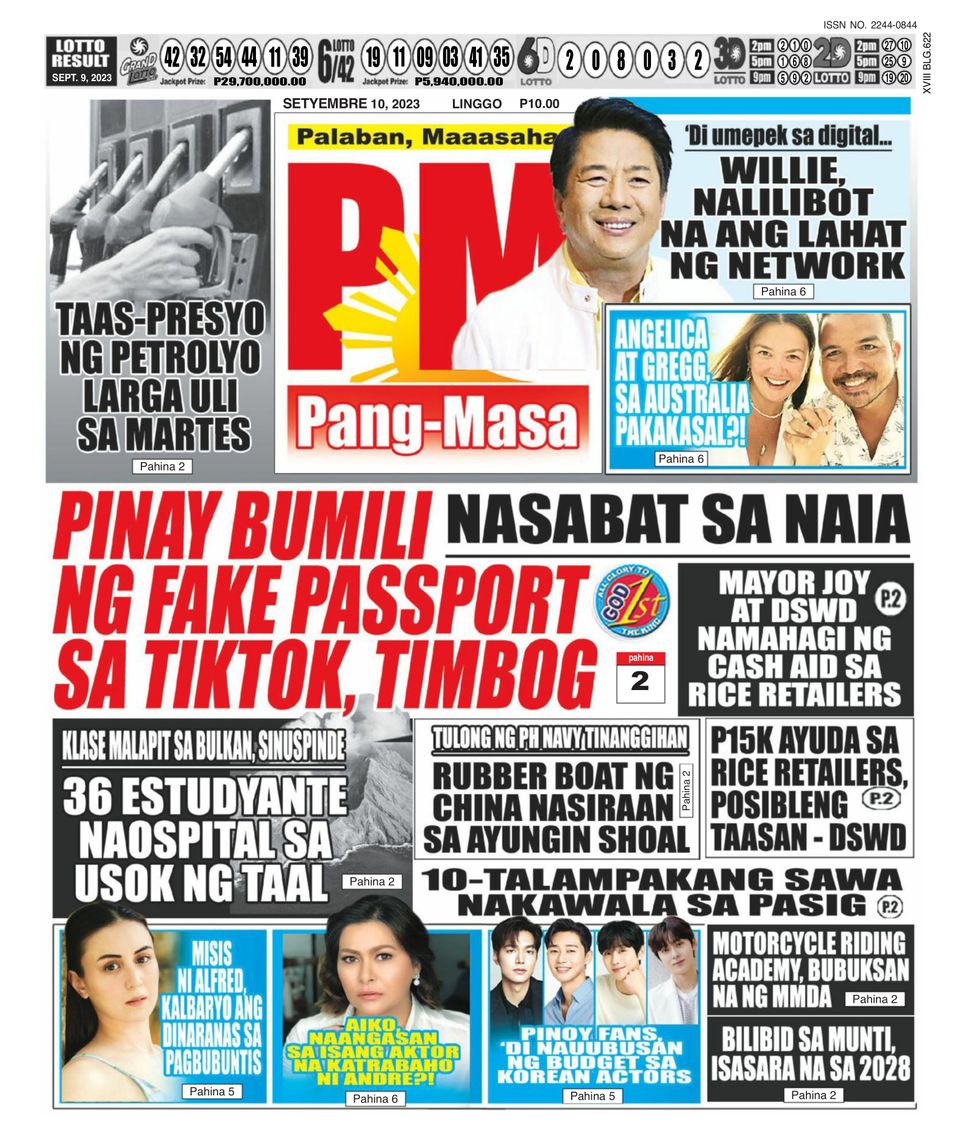 Get digital access to Pang Masa - September 10, 2023 issue | Magzter.com