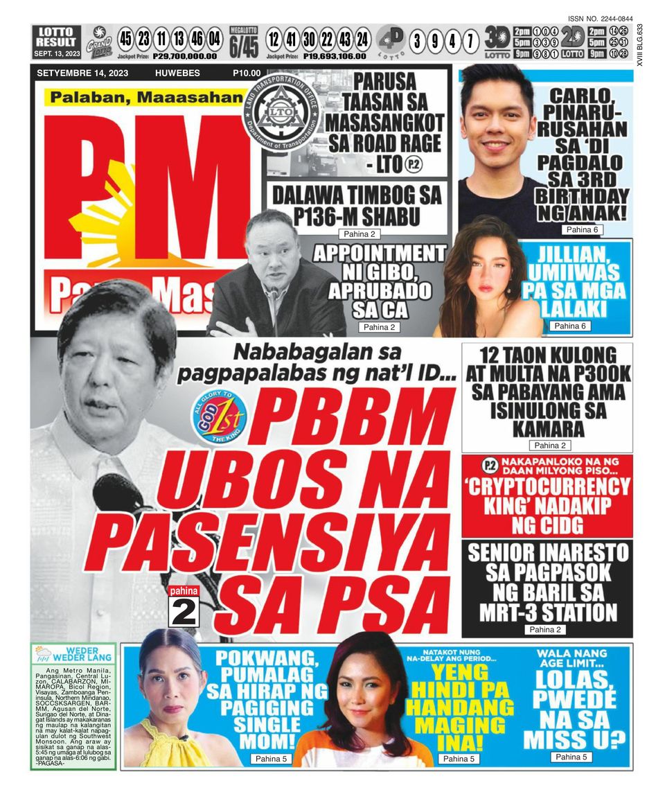 Get digital access to Pang Masa - September 14, 2023 issue | Magzter.com