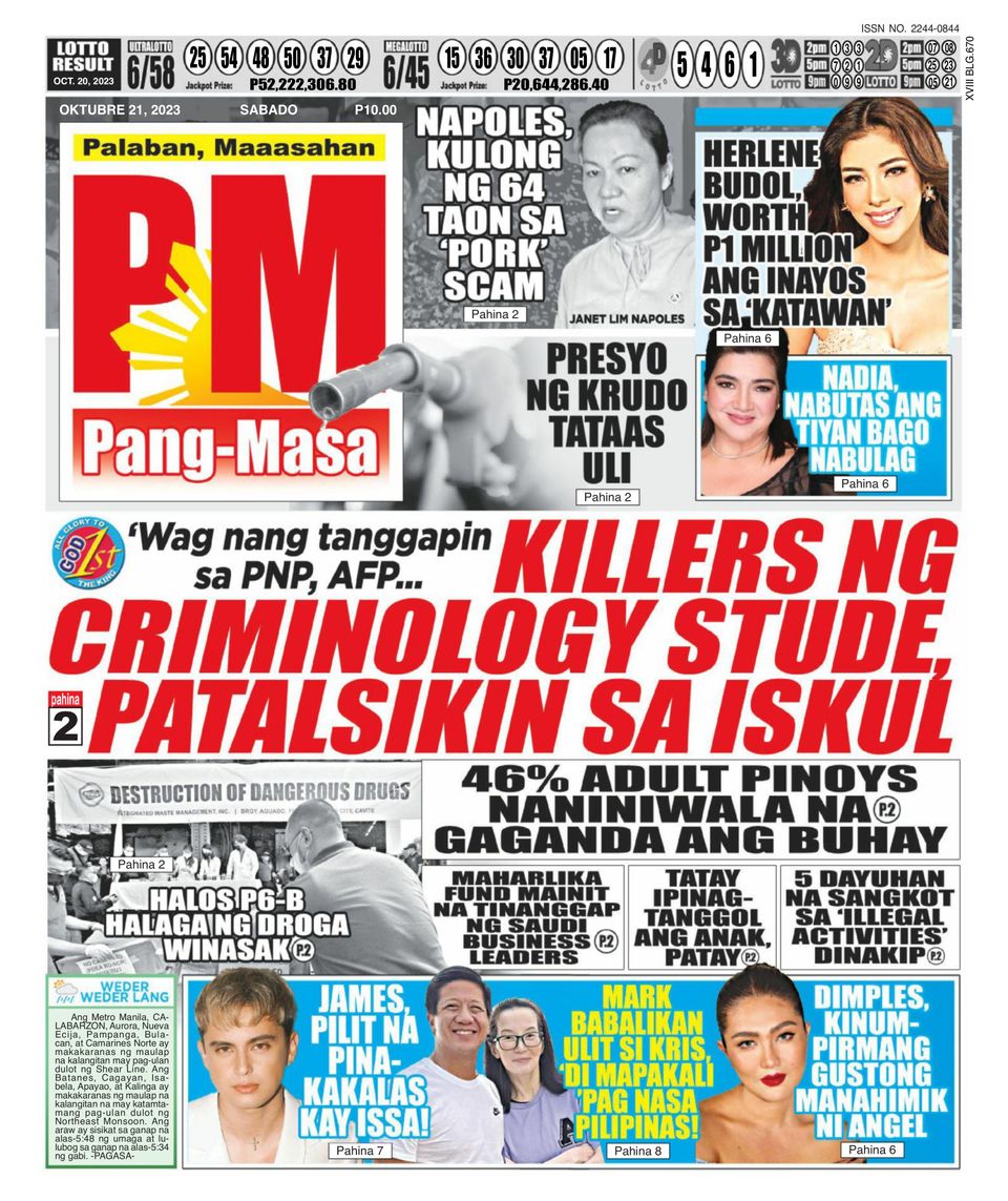 Get digital access to Pang Masa - October 21, 2023 issue | Magzter.com