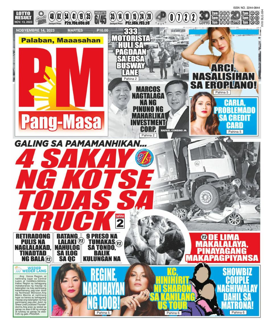Pang Masa-November 14, 2023 Newspaper - Get your Digital Subscription