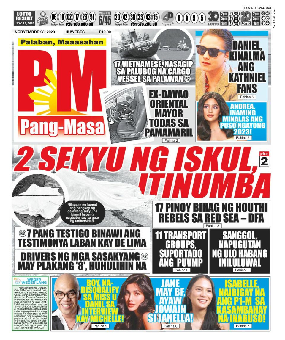 Get digital access to Pang Masa - November 23, 2023 issue | Magzter.com