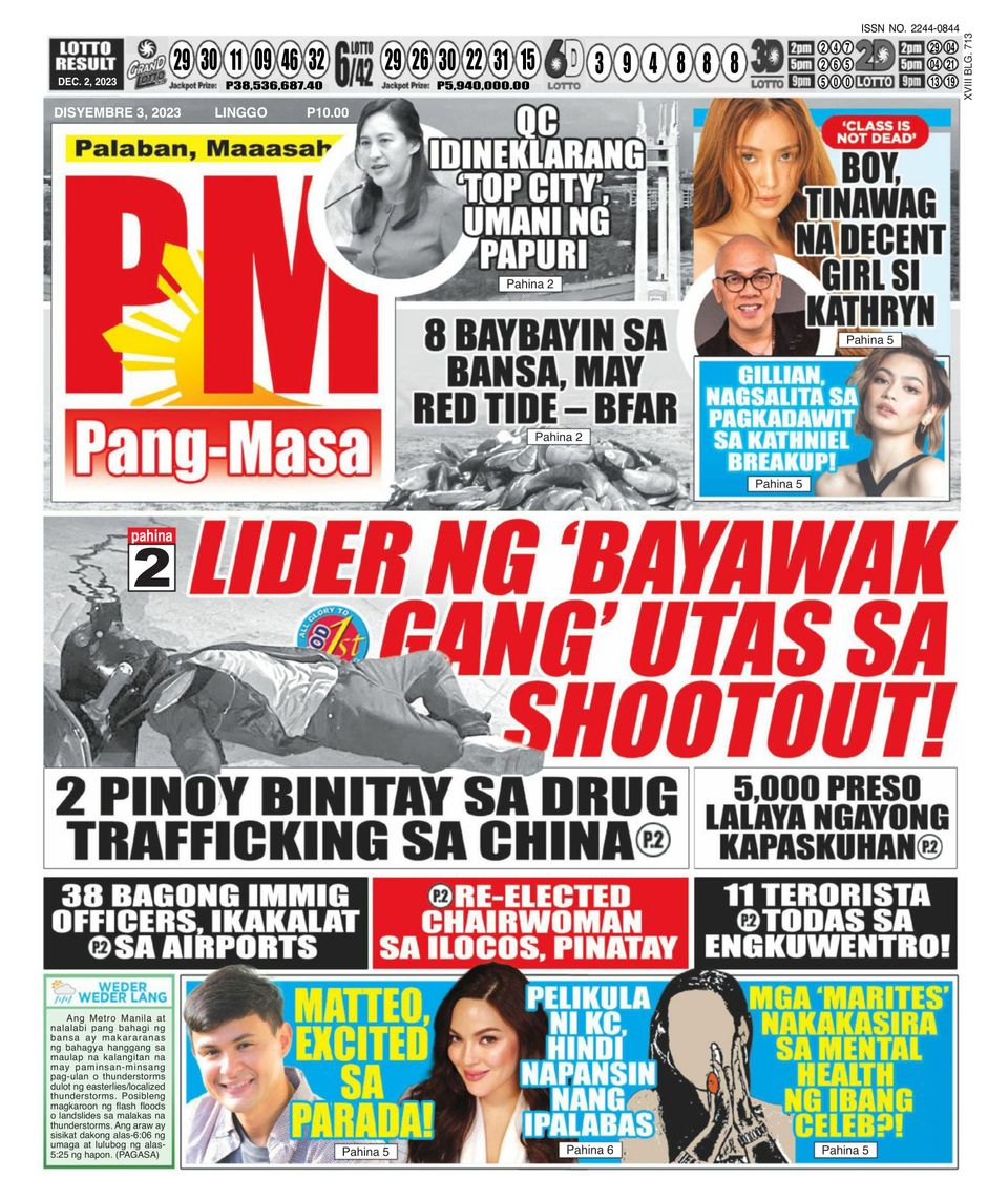 Get digital access to Pang Masa - December 03, 2023 issue | Magzter.com