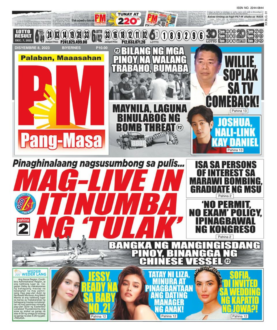 Get digital access to Pang Masa - December 08, 2023 issue | Magzter.com