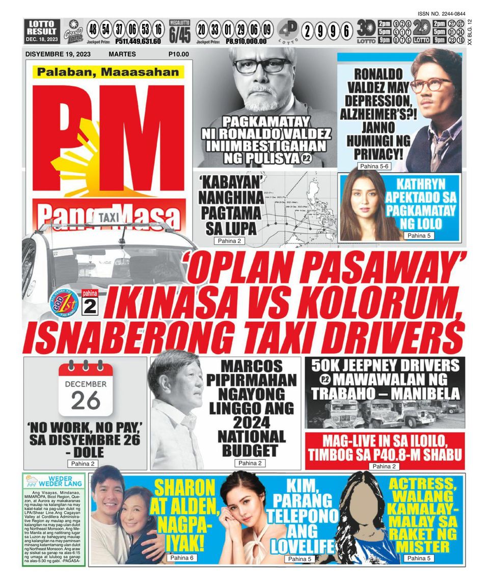 Pang Masa-December 19, 2023 Newspaper - Get your Digital Subscription