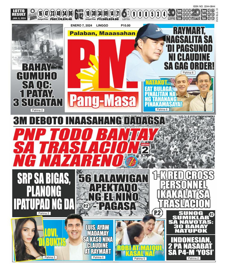 Pang Masa-January 07, 2024 Newspaper - Get your Digital Subscription