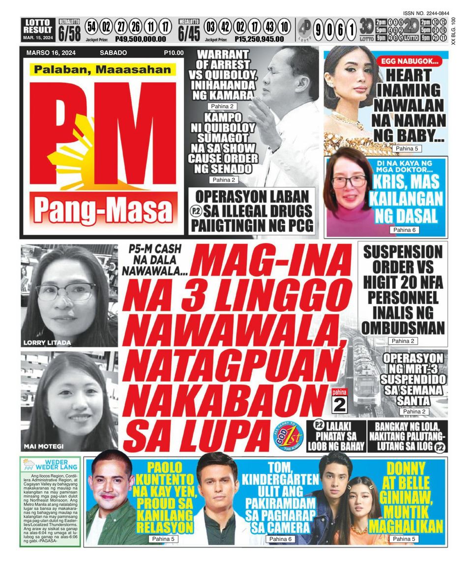 Get digital access to Pang Masa - March 16, 2024 issue | Magzter.com
