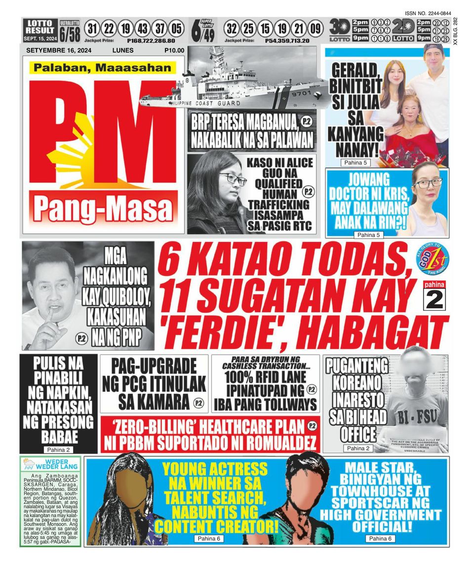 Get digital access to Pang Masa - September 16, 2024 issue | Magzter.com