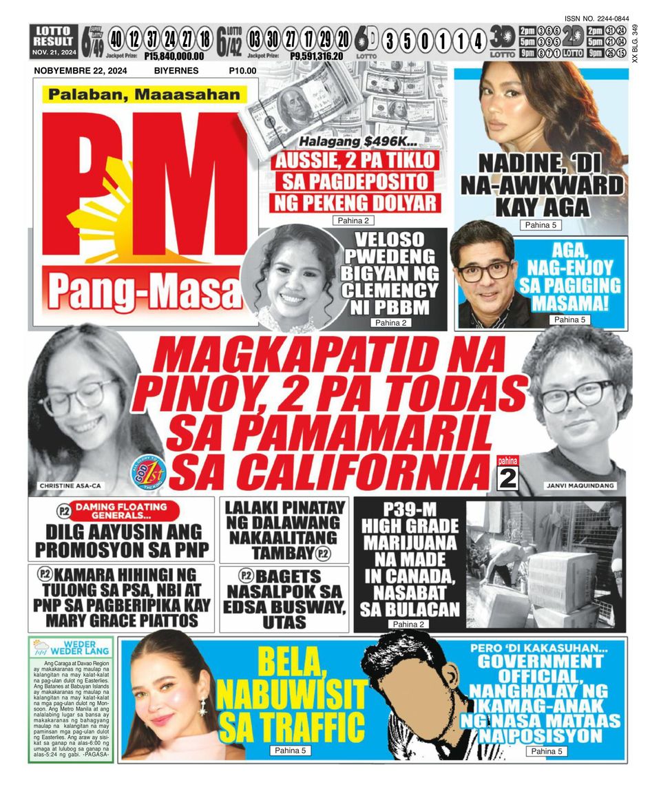 Get digital access to Pang Masa - November 22, 2024 issue | Magzter.com