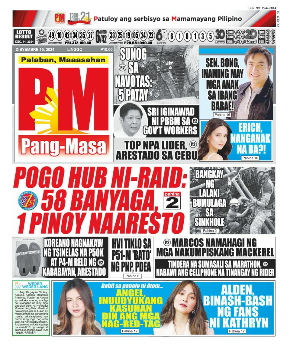 Get digital access to Pang Masa - December 15, 2024 issue | Magzter.com
