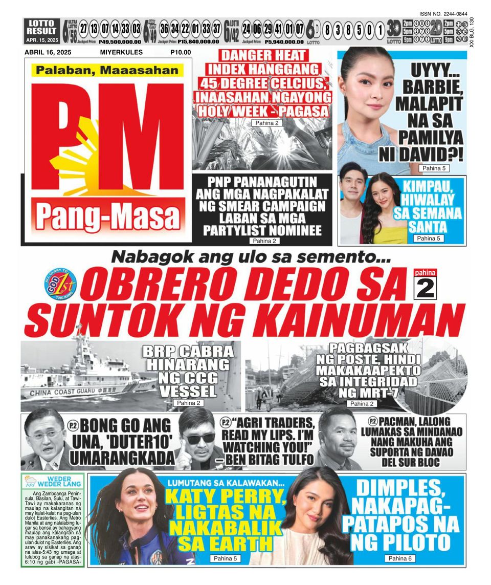 Get digital access to Pang Masa - April 16, 2025 issue | Magzter.com