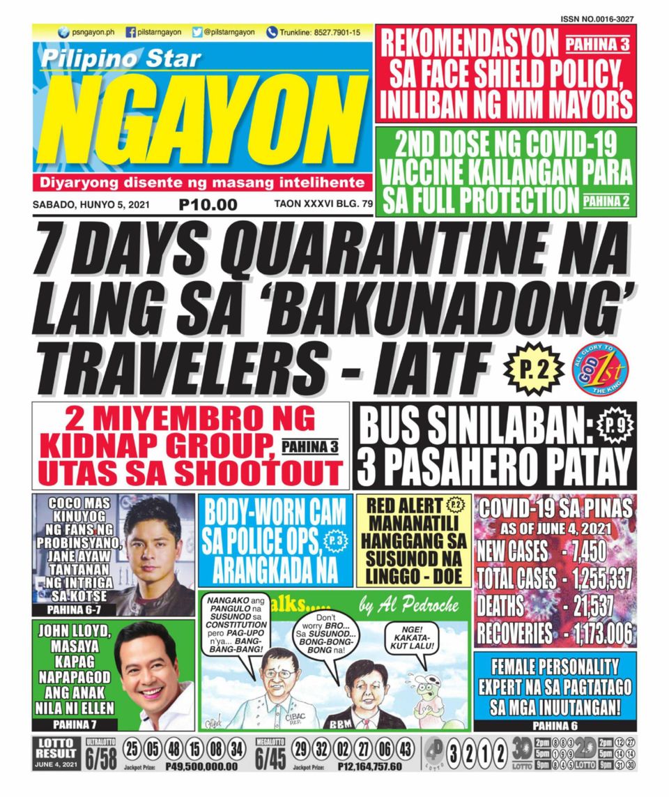 Get digital access to Pilipino Star Ngayon - June 05, 2021 issue ...