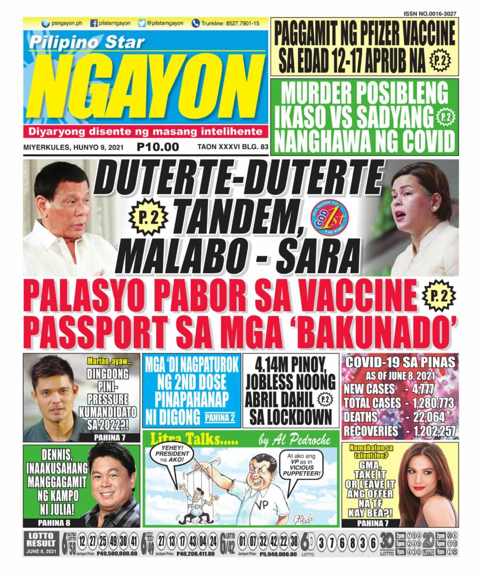Pilipino Star Ngayon-June 09, 2021 Newspaper - Get your Digital ...