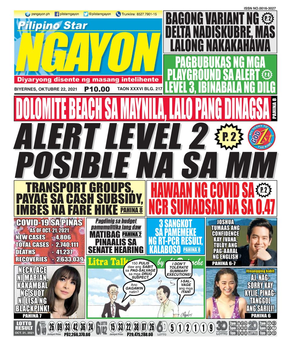 Get digital access to Pilipino Star Ngayon - October 22, 2021 issue ...