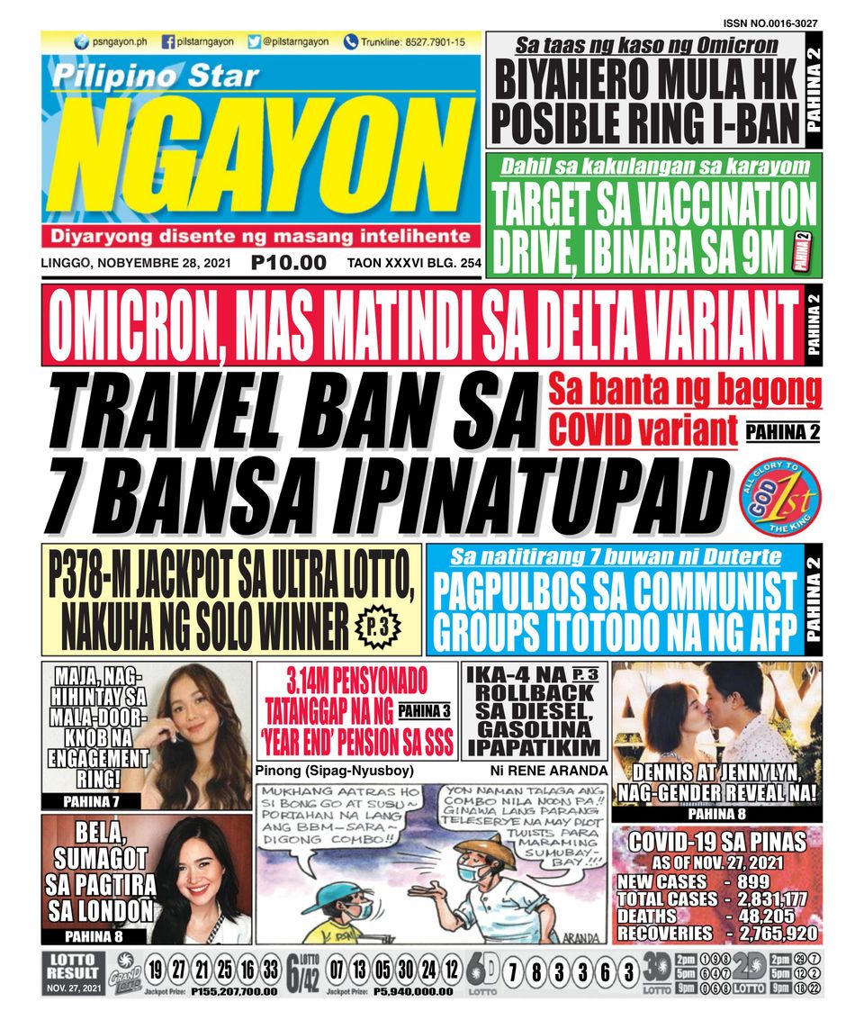 Get digital access to Pilipino Star Ngayon - November 28, 2021 issue ...