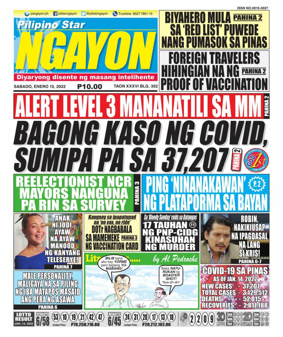 Get digital access to Pilipino Star Ngayon - January 15, 2022 issue ...