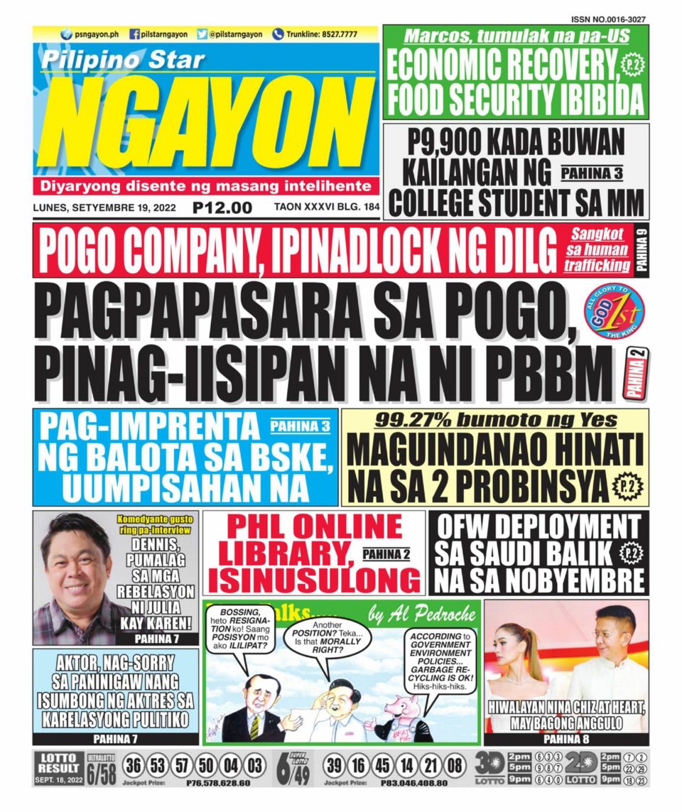 Get digital access to Pilipino Star Ngayon - September 19, 2022 issue ...