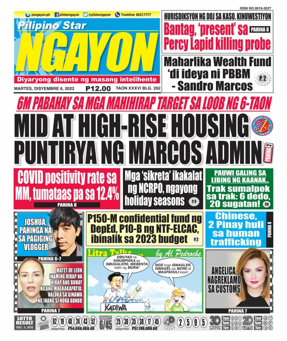 Pilipino Star Ngayon-December 06, 2022 Newspaper