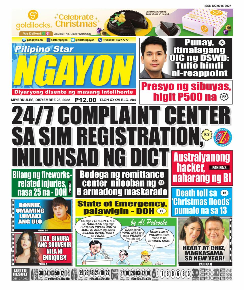 Get digital access to Pilipino Star Ngayon - December 28, 2022 issue | Magzter.com