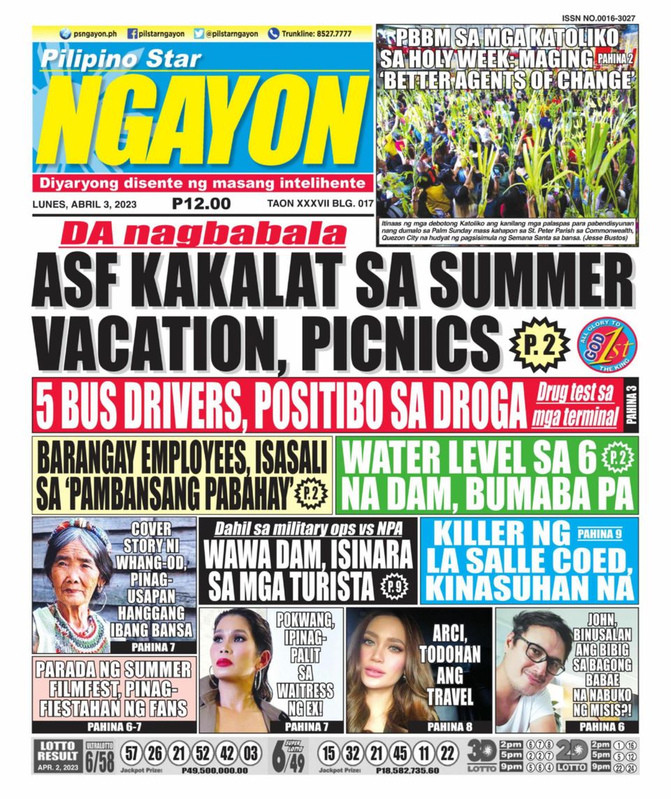 Pilipino Star Ngayon-April 03, 2023 Newspaper - Get your Digital ...
