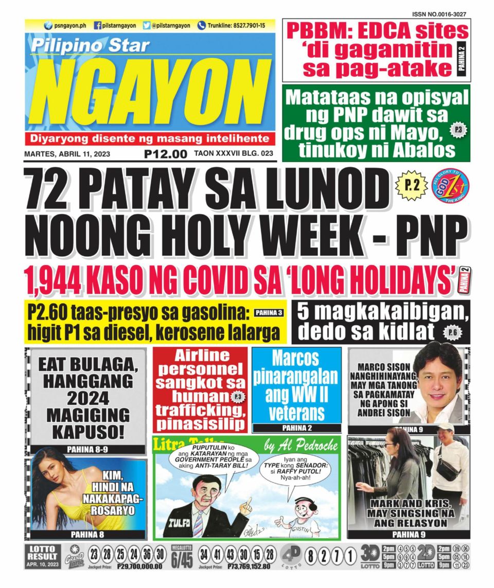 Pilipino Star Ngayon-April 11, 2023 Newspaper - Get your Digital ...