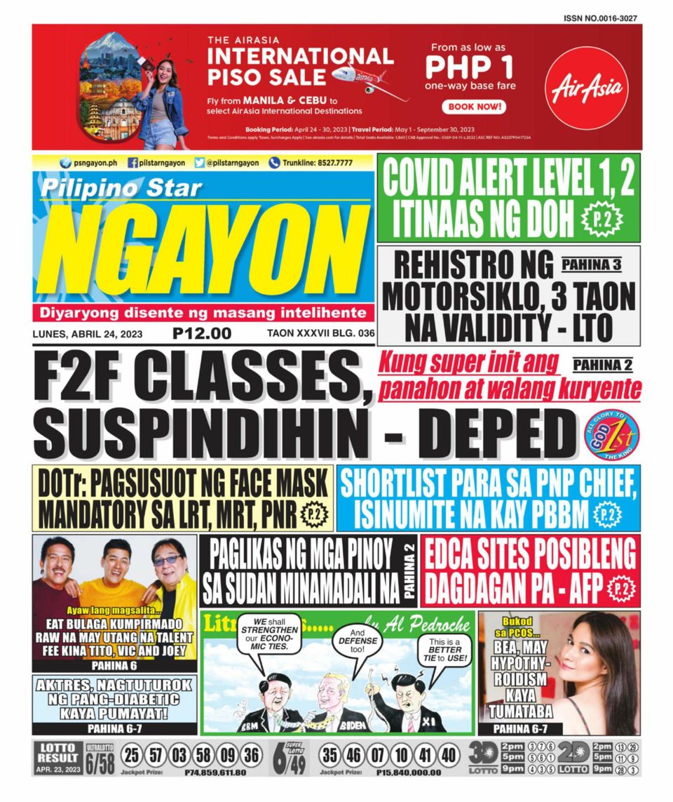 Get digital access to Pilipino Star Ngayon - April 24, 2023 issue ...