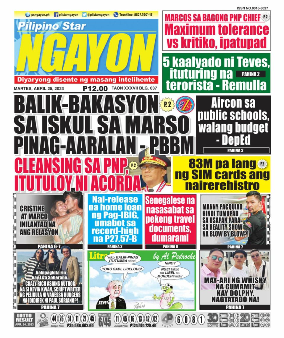 Get digital access to Pilipino Star Ngayon - April 25, 2023 issue | Magzter.com