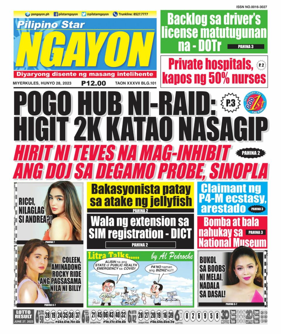 Get digital access to Pilipino Star Ngayon - June 28, 2023 issue ...