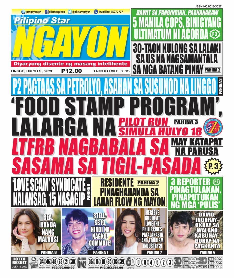 Get digital access to Pilipino Star Ngayon - July 16, 2023 issue ...