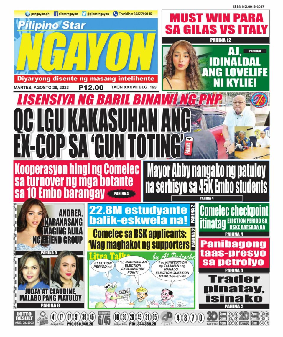 Pilipino Star Ngayon-August 29, 2023 Newspaper