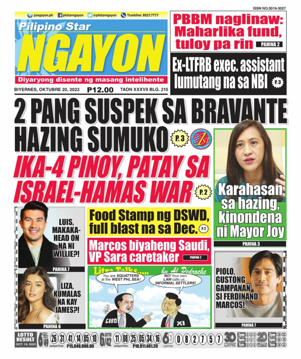 Get digital access to Pilipino Star Ngayon - October 20, 2023 issue ...