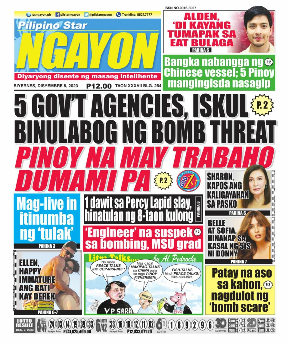 Pilipino Star Ngayon-December 08, 2023 Newspaper