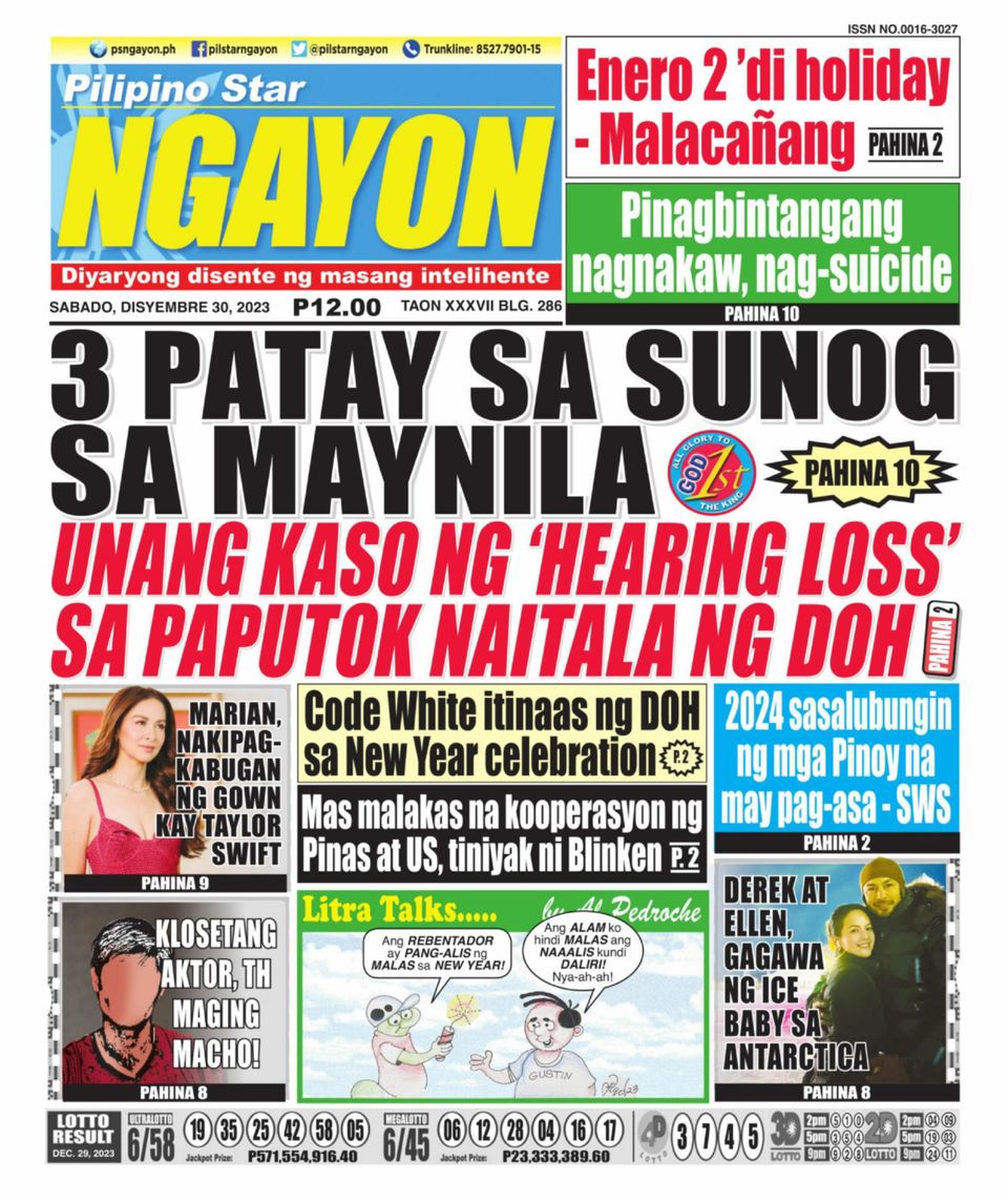 Get digital access to Pilipino Star Ngayon - December 30, 2023 issue ...