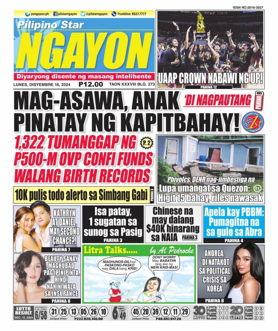 Get digital access to Pilipino Star Ngayon - December 16, 2024 issue ...