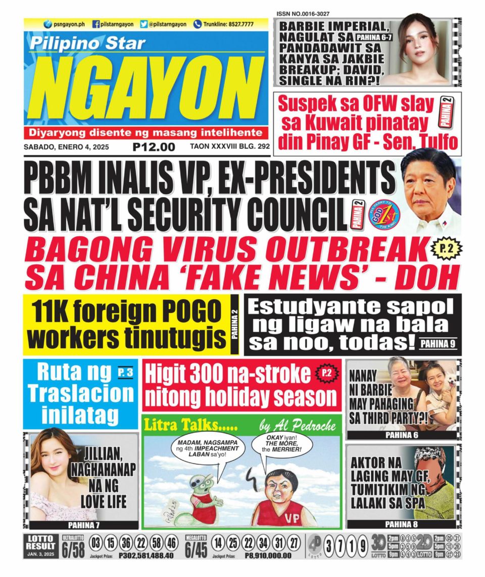Get digital access to Pilipino Star Ngayon - January 04, 2025 issue ...