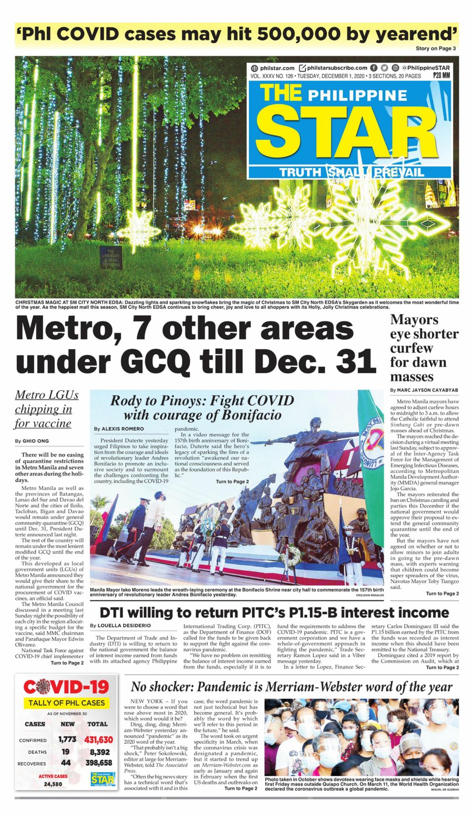 The Philippine Star-December 01, 2020 Newspaper