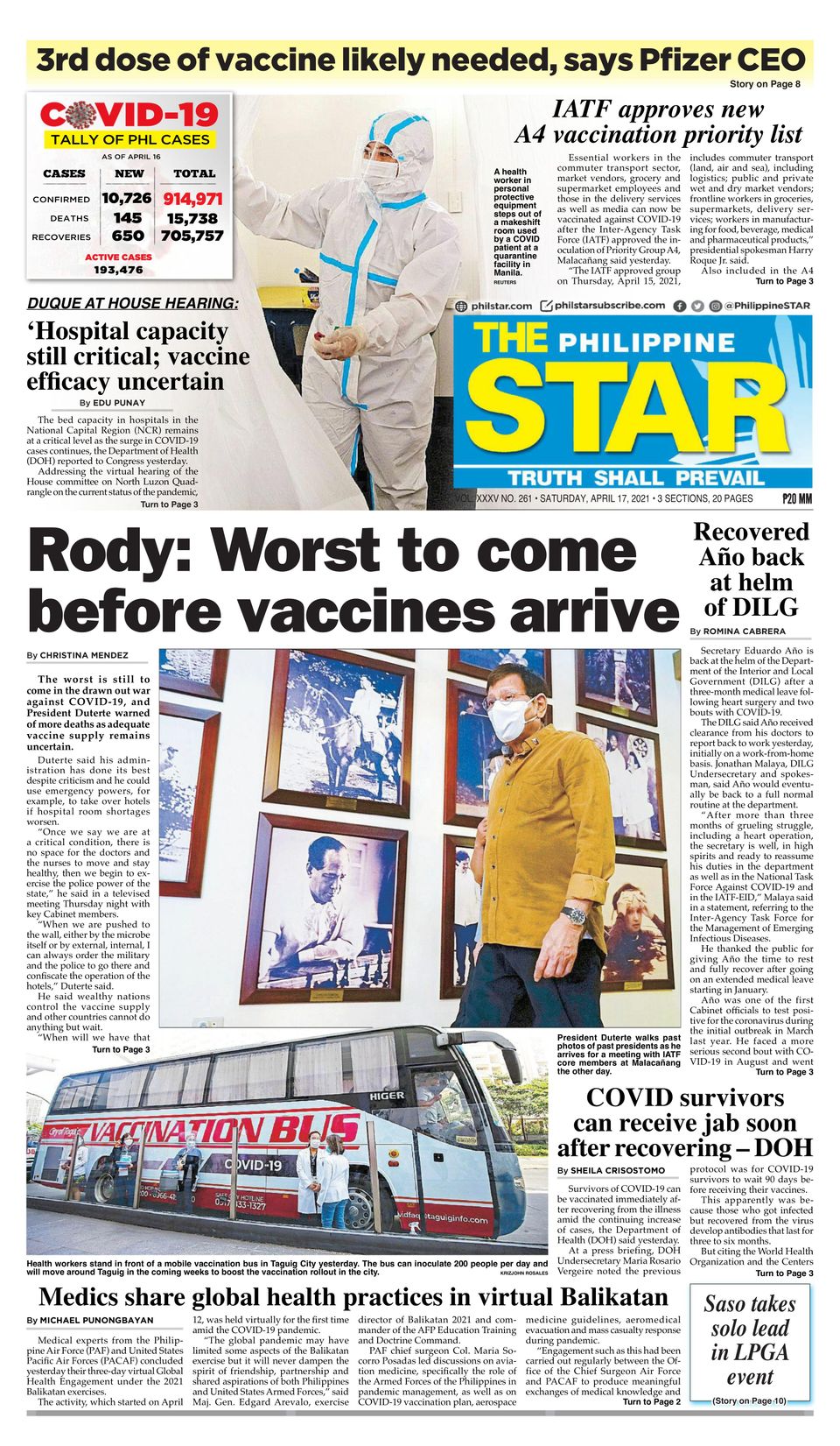 Get digital access to The Philippine Star - April 17, 2021 issue ...