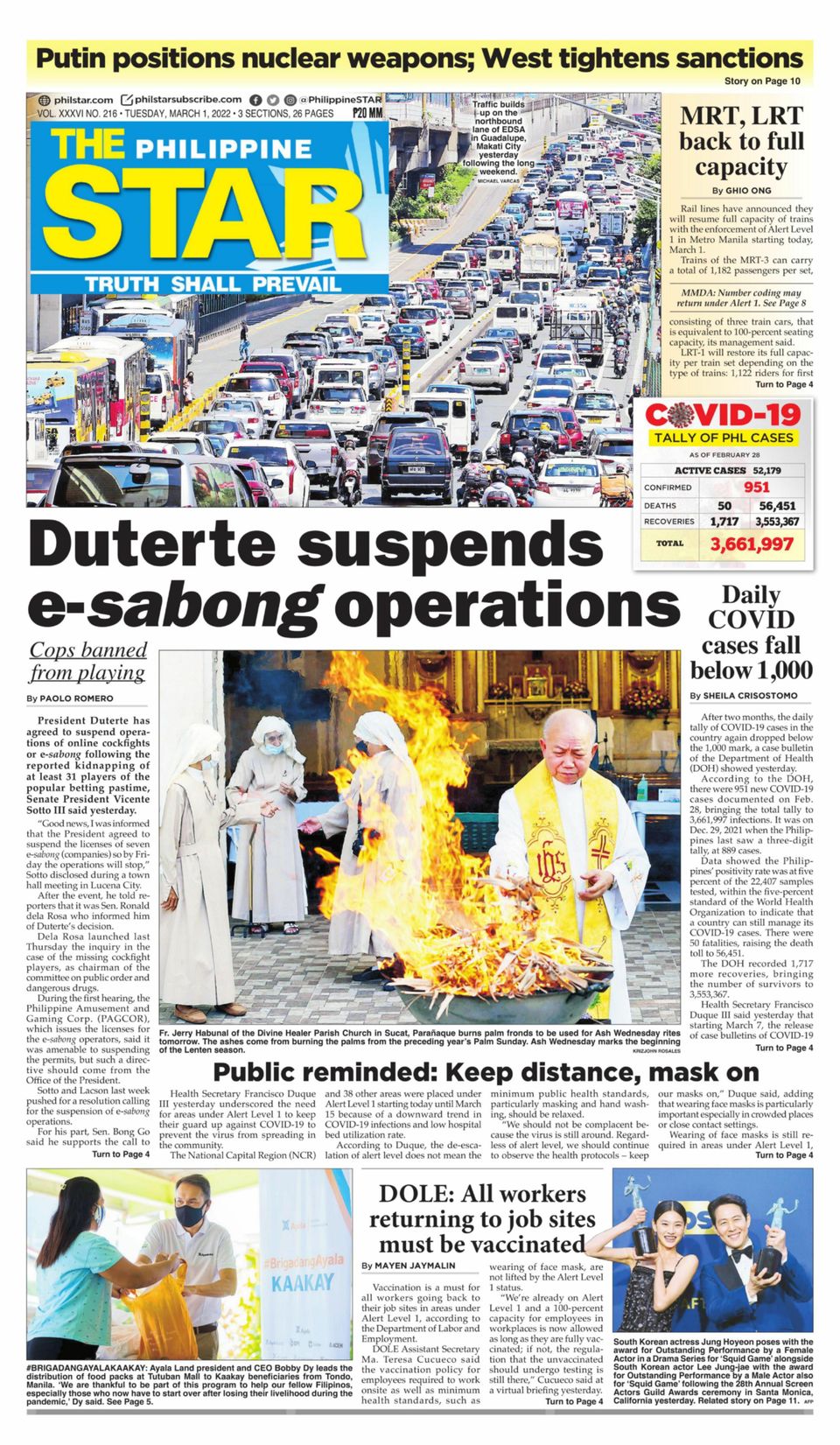 The Philippine Star-March 01, 2022 Newspaper - Get your Digital ...