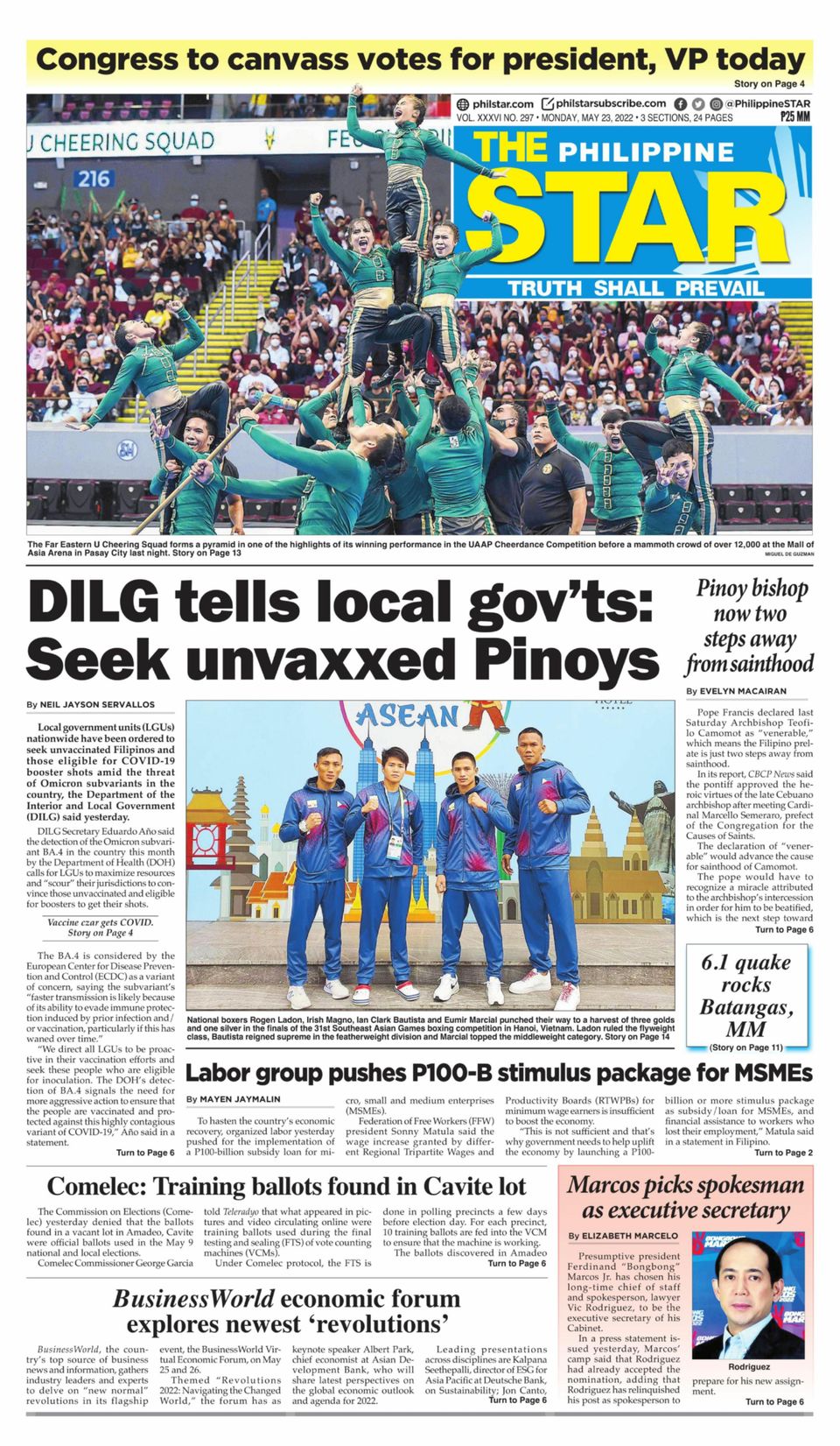 The Philippine Star-May 23, 2022 Newspaper - Get your Digital Subscription